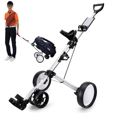 Buy Lxla Golf Trolley 4 Wheel Golf Push Cart With Cup Holder And Scorecard Rack Folding