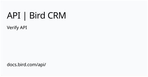 Verify API Bird API Docs