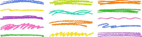브러시 또는 크레용 아이 선 및 획 벡터 아이 컬러 연필 마커 크레용 페인트 질감 하이라이트 펜 분필 손으로 그린 밑줄 표시 선 획 스트라이프 모양 낙서 컬러 브러시 연필