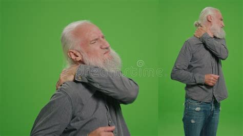 2 In 1 Split Green Screen Montageportrait Of An Old Man With A Sore