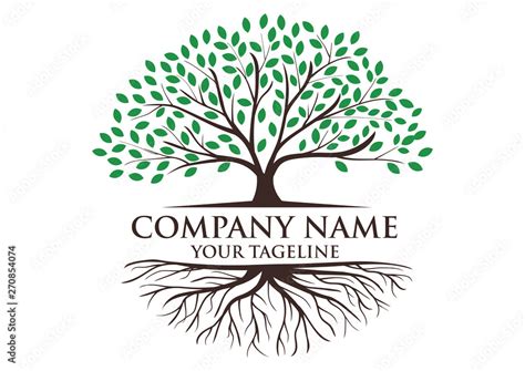 Tree And Roots Logo Illustration Tree Of Life Logo Design Inspiration Stock Vector Adobe Stock