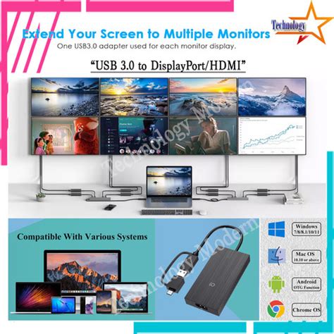 Jual Multi Monitor Extend 8 Display Tampil Berbeda USB 3 0 To HDMI 4K