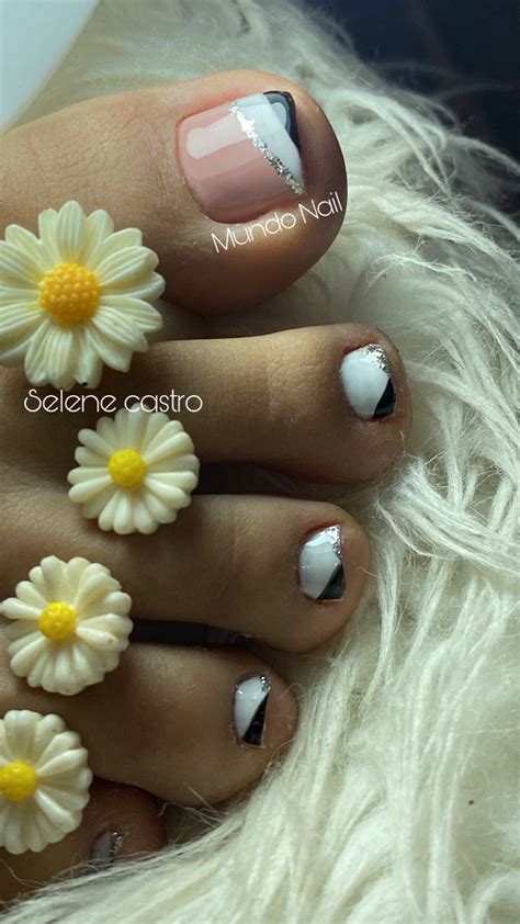Acripie Blanco Y Negro Diseños De Uñas Pies Uñas De Los Pies