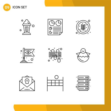 Set Of 9 Vector Outlines On Grid For Input Carnival Two Brazil Rice