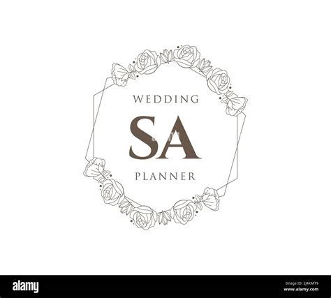 Sa Initials Letter Wedding Monogram Logos Collection Hand Drawn Modern