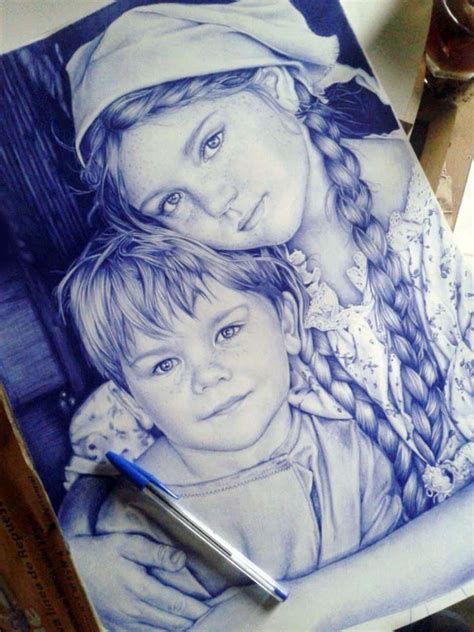 Ballpoint Pen Portrait Art By Sonia Davel 2014 Dessin Stylo