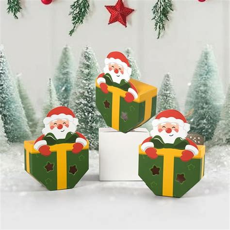 Dongrere 10pcs Christmas Treat Boxes Small Christmas T Bags Paper