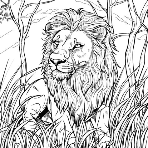 Premium Photo A Lion With A Mane Is In The Grass
