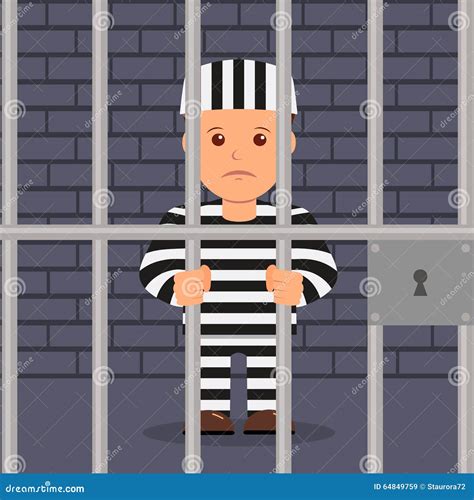 Male Prisoner In Cartoon Style Stock Vector Illustration Of Arrest