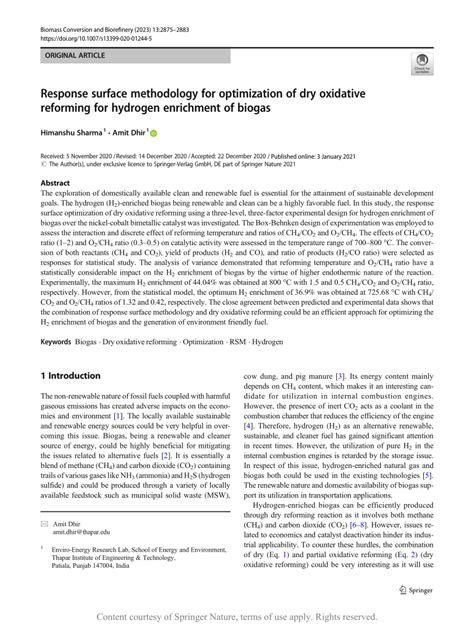 Response Surface Methodology For Optimization Of Dry Oxidative