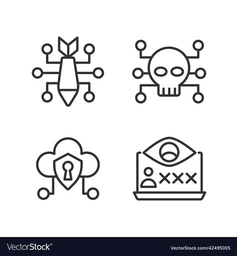 Malicious Online Activity Pixel Perfect Linear Vector Image