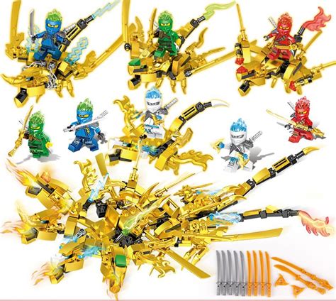 4in1 Ninjago ILoyd Jay Zane Kai Flying Dragon Gold Building Toys