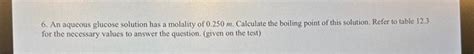 Solved 6 An Aqueous Glucose Solution Has A Molality Of