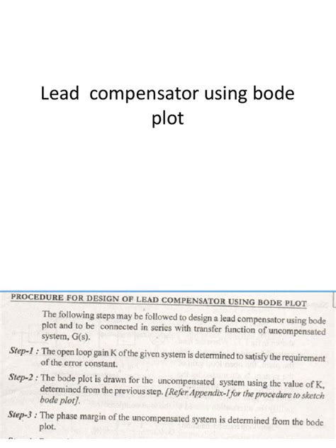 Lead Compensator Using Bode Plot Pdf