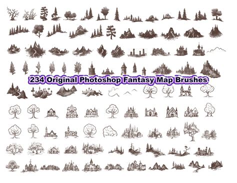 234 Photoshopgimp Fantasy Map Brushes Set 1 Etsy
