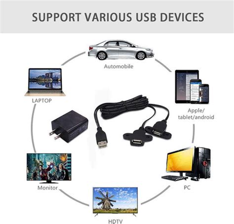 Usb 2 0 Male To Dual Female Charging Extension Cable Furniture