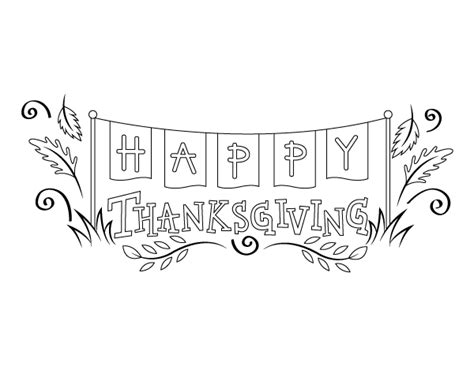 Printable Happy Thanksgiving Banner Coloring Page