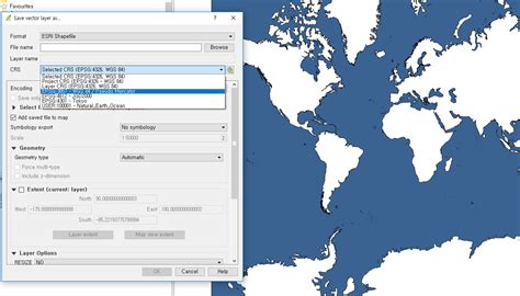Coordinate System Save Ocean Shape Layer Using Another CRS Problem Using QGIS Geographic