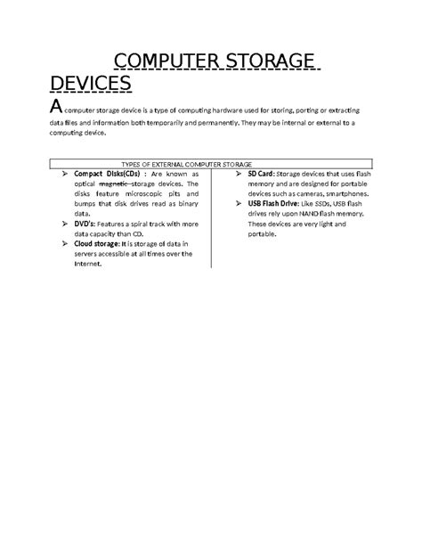 Computer Storage Devices Computer Storage Devices A Computer Storage Device Is A Type Of