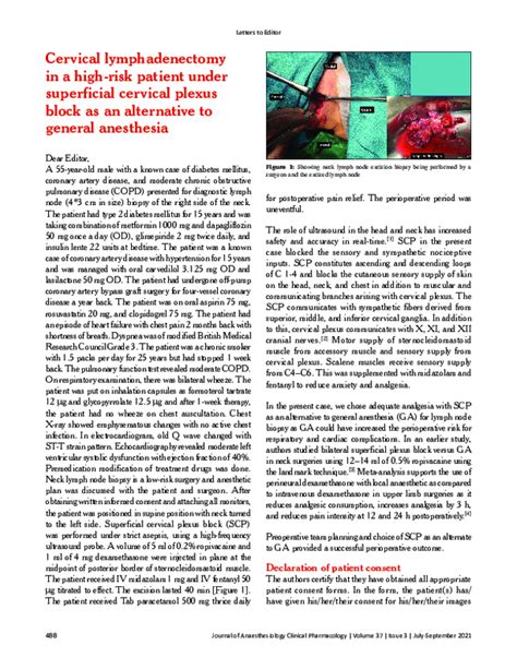 Pdf Cervical Lymphadenectomy In A High Risk Patient Under Superficial