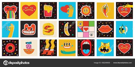 Conjunto Grande Carteles Ilustración Vectorial Diferentes Colores