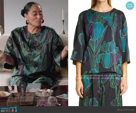 Wornontv Rainbows Floral Print Blouse And Pants On Black Ish Tracee