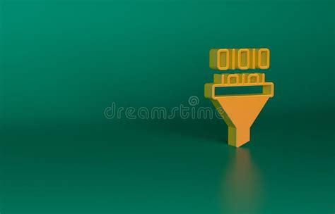 Orange Binary Code Icon Isolated On Green Background Minimalism