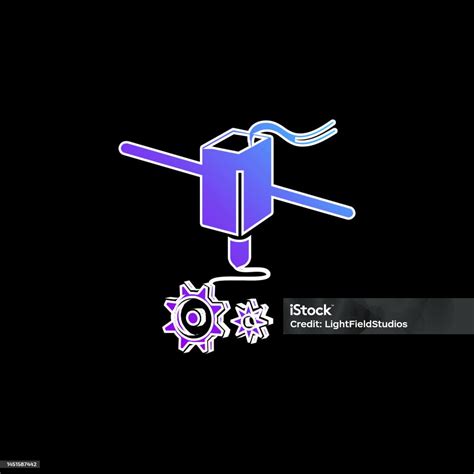 3d Printer Configuration Interface Symbol Blue Gradient Vector Icon Stock Illustration