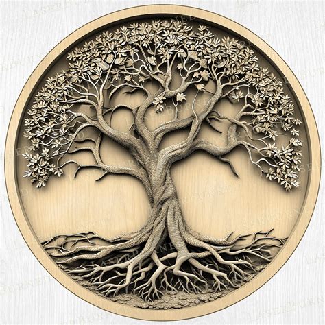 Laser Engrave Png Of Tree With Roots 3d Illusion Burn Digital Files
