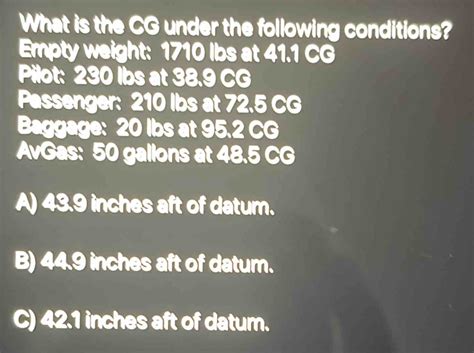 Solved What Is The Cg Under The Following Conditions Empty Weight