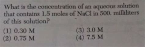 Solved What Is The Concentration Of An Aqueous Solution That
