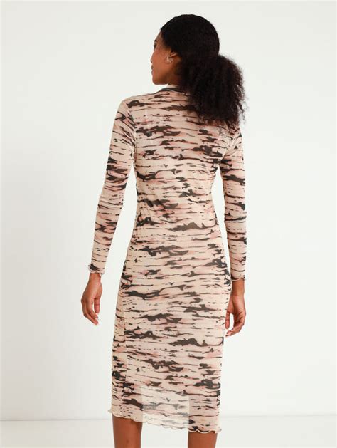 Turtle Neck Mesh Midi Dress Legit