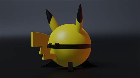 Pikaball Pikachu Themed Pokeball Pokemon 3d Printing Files Etsy