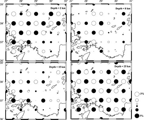 The Results Of The Checkerboard Resolution Test For P Wave Velocity At
