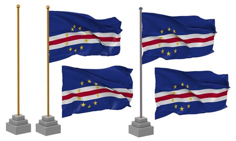 Cape Verde Cabo Verde Flag Waving Different Style With Stand Pole