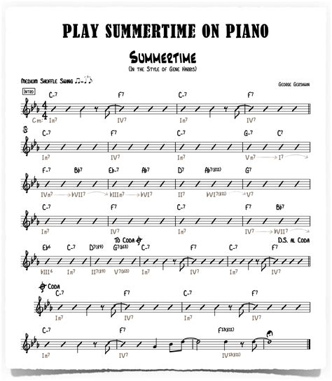 Play Summertime Lead Sheet On Piano Piano With Jonny