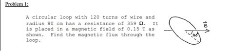 Solved Problem A Circular Loop With Turns Of Wire And Chegg Com