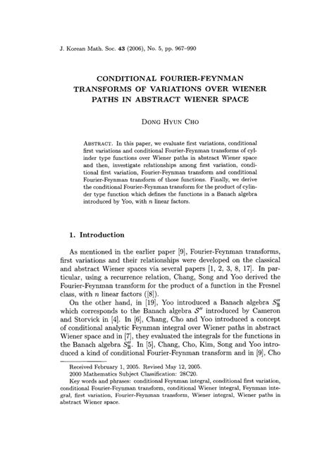 Pdf Conditional Fourier Feynman Transforms Of Variations Over Wiener