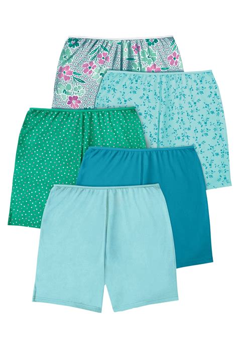 Comfort Choice Womens Plus Size Cotton Boxer 5 Pack Panties