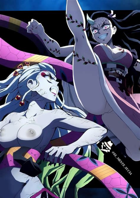 Rule 34 Black Hair Catfight Daki Kimetsu No Yaiba Demon Girl Demon Slayer Edit Grey Skin