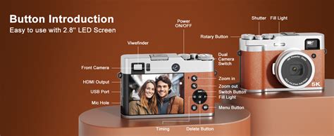 Appareil photo numérique 5K pour la photographie appareil photo