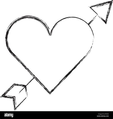 Cute Heart Love With Arrow Stock Vector Image Art Alamy