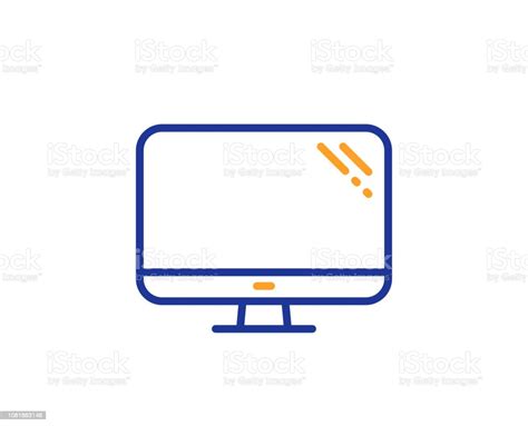컴퓨터 라인 아이콘입니다 Pc 구성 요소 기호입니다 모니터 기호입니다 벡터 0명에 대한 스톡 벡터 아트 및 기타 이미지 0명