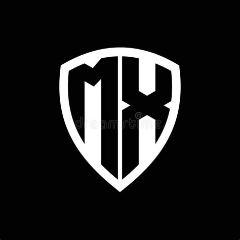 Mx Monogram Logo With Bold Letters Shield Shape With Black And White