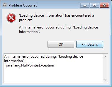 An Internal Error Occurred During Loading Device Information Code