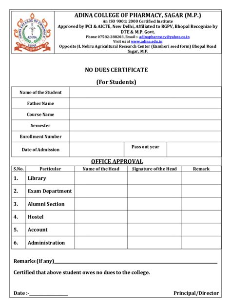 Fillable Online Acp No Dues Form Fax Email Print Pdffiller