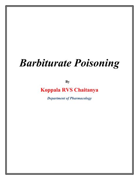 Barbiturate Poisoning Pdf