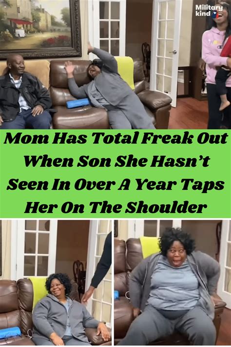 Two Women And A Man Sitting On Couches With The Caption Mom Has Total Freak Out When Son She