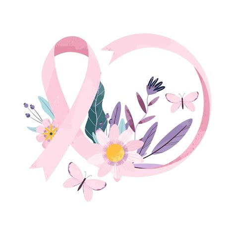 Brustkrebs Aufkleber Mit Rosa Schleife Illustration Premium Vektor