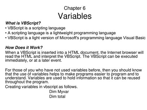 Ppt Mastering Variables In Vbscript Powerpoint Presentation Free Download Id9098708